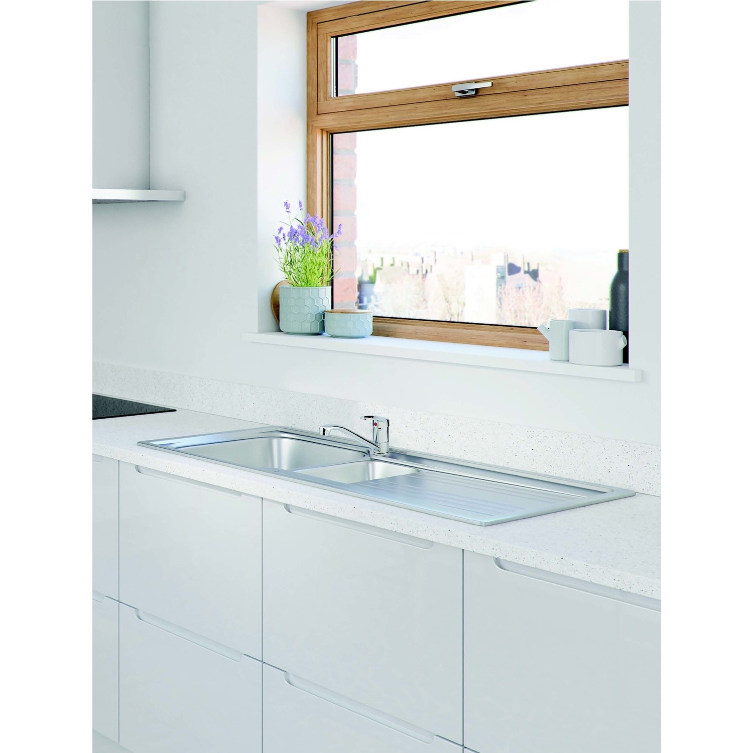 Carron Phoenix Rapid 150 1.5 bowl Chrome Stainless Steel Kitchen Sink ...