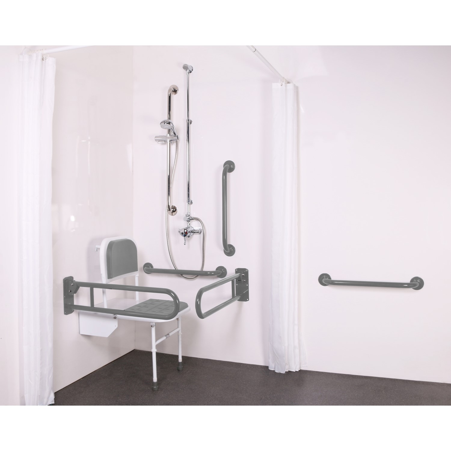 Exposed valve Doc M shower pack stainless steel concealed fixings grey ...