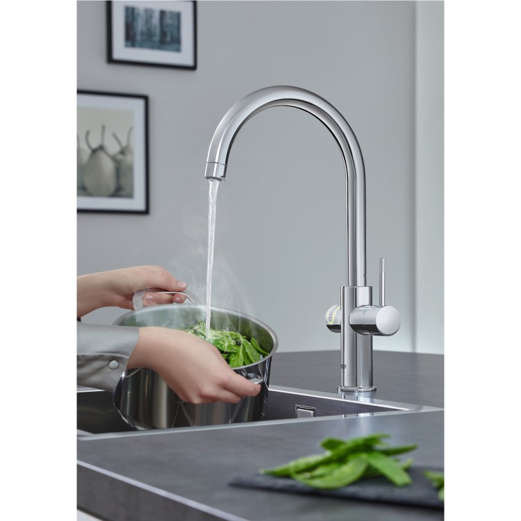 Grohe Red Duo Chrome Instant Boiling Water Tap with M Size Boiler ...