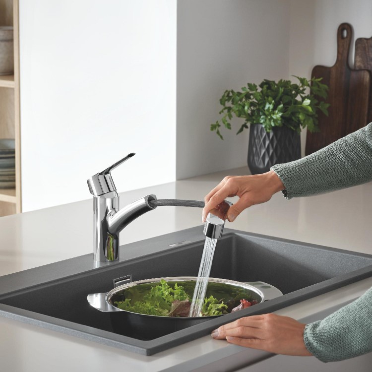 Grohe Start Quick Fix Single Lever Monobloc Pull Out Kitchen Tap ...