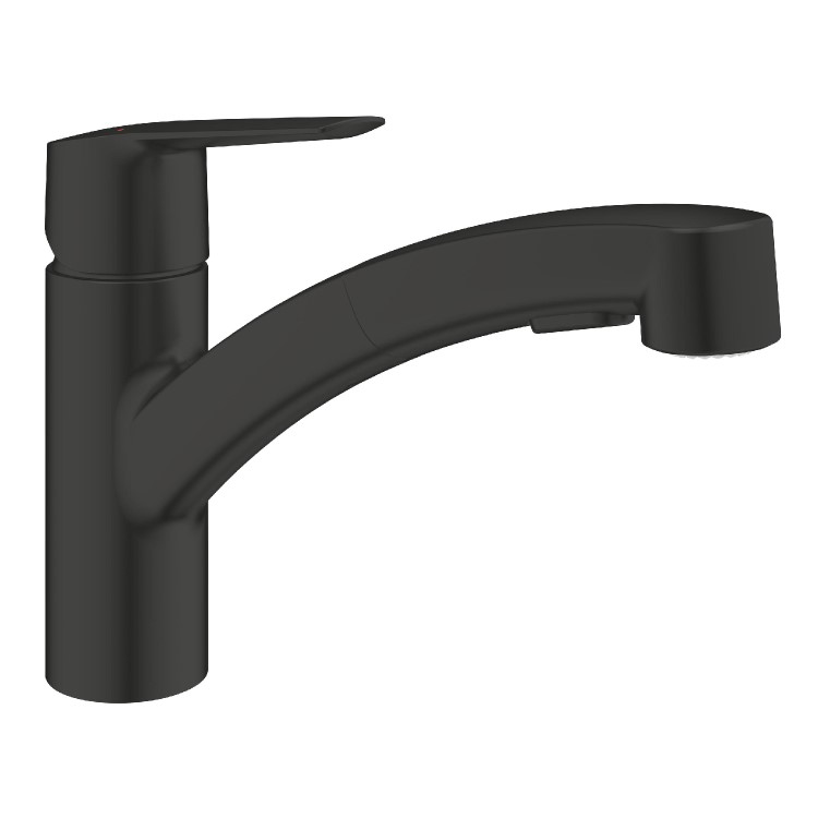 Grohe Start Quickfix Single Lever Monobloc Pull Out Kitchen Tap- Black ...