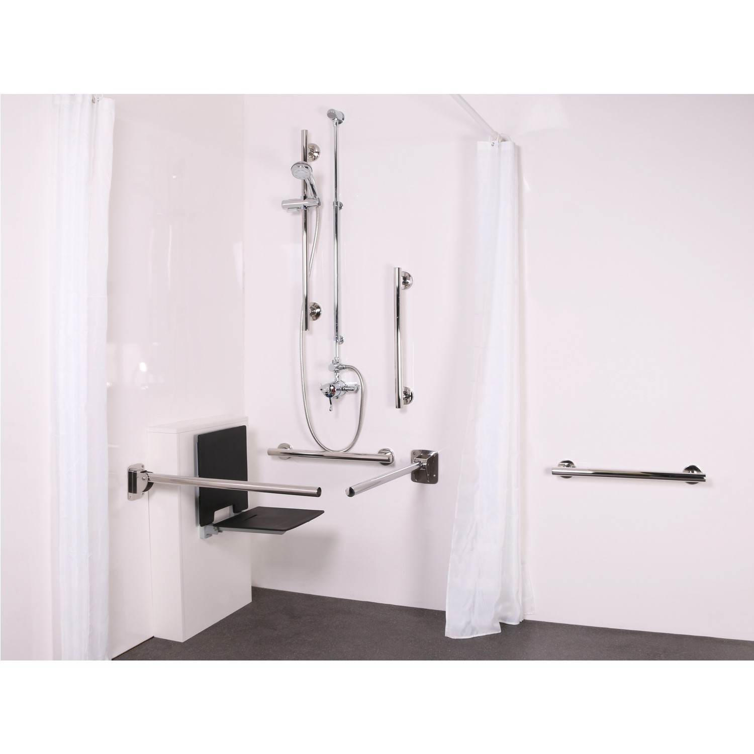 Exposed valve Doc M shower pack stainless steel luxury grab rails ...