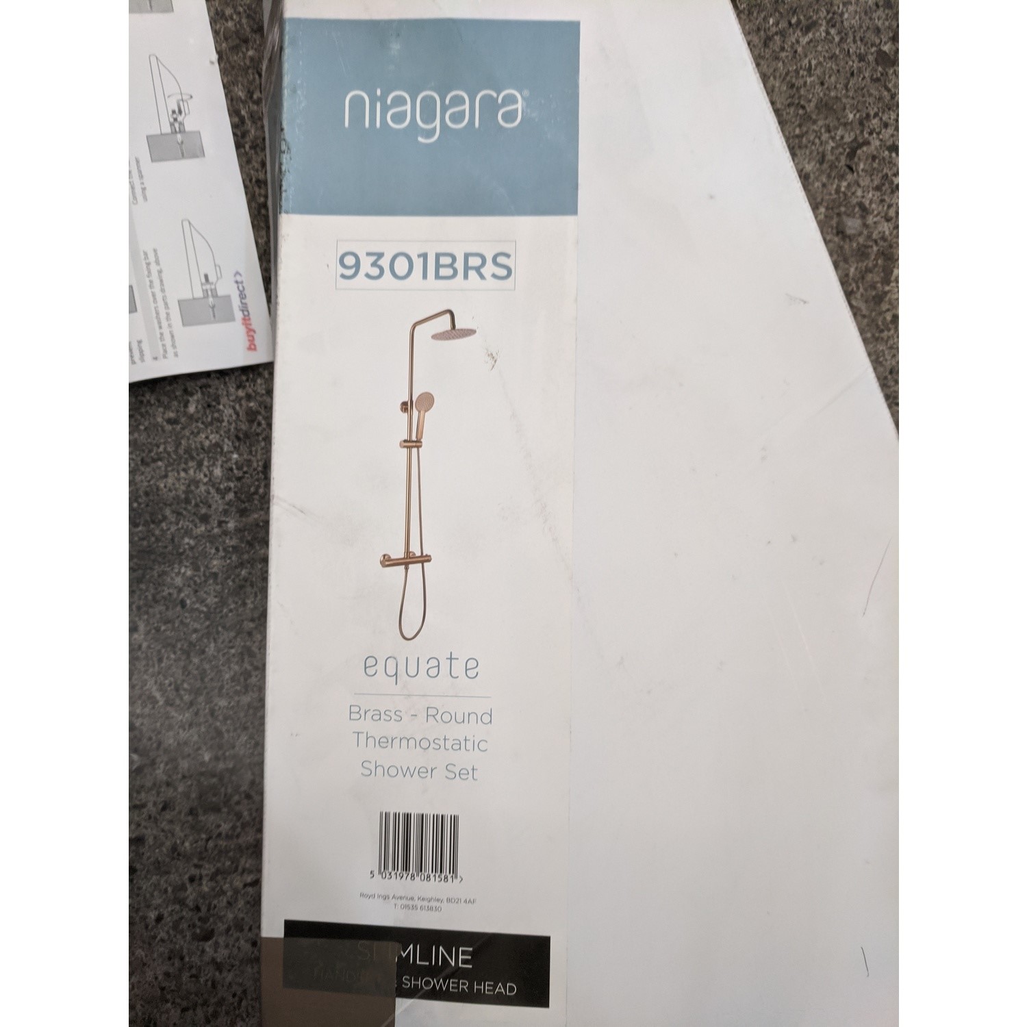 GRADE A2 - Brass Thermostatic Mixer Bar Shower with Round Overhead ...