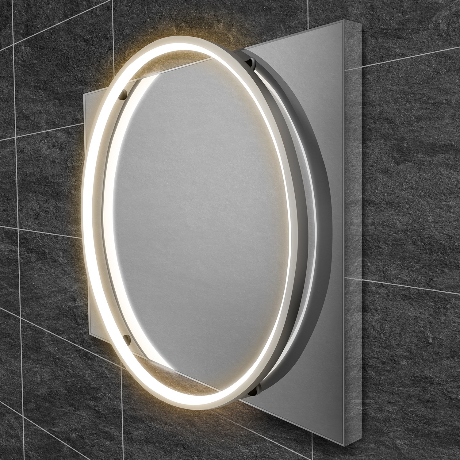 Chrome Round LED Bathroom Mirror with Demister 600 x 800mm- HiB Solas ...