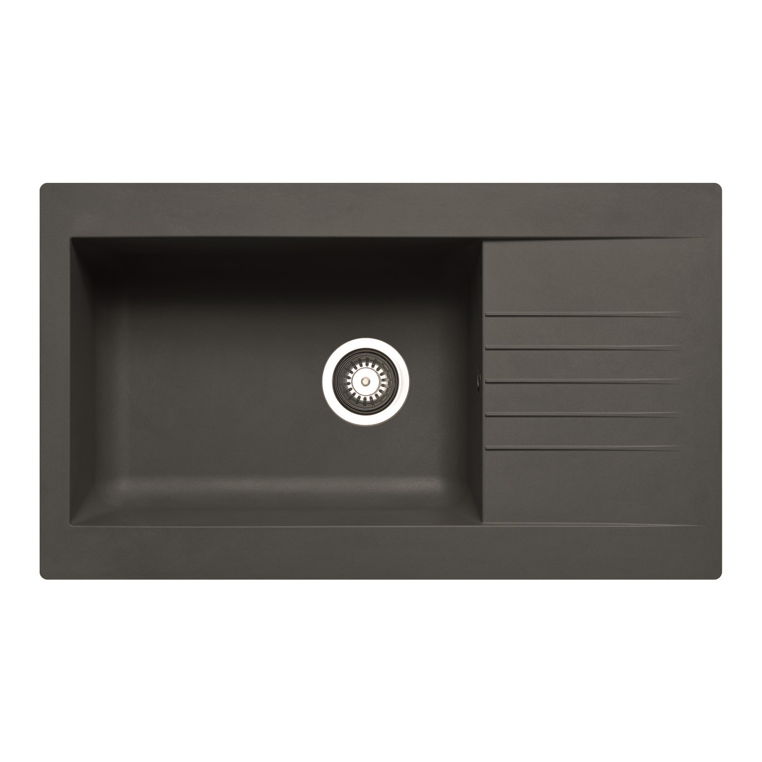 Single Bowl Black Composite Kitchen Sink with Reversible Drainer ...