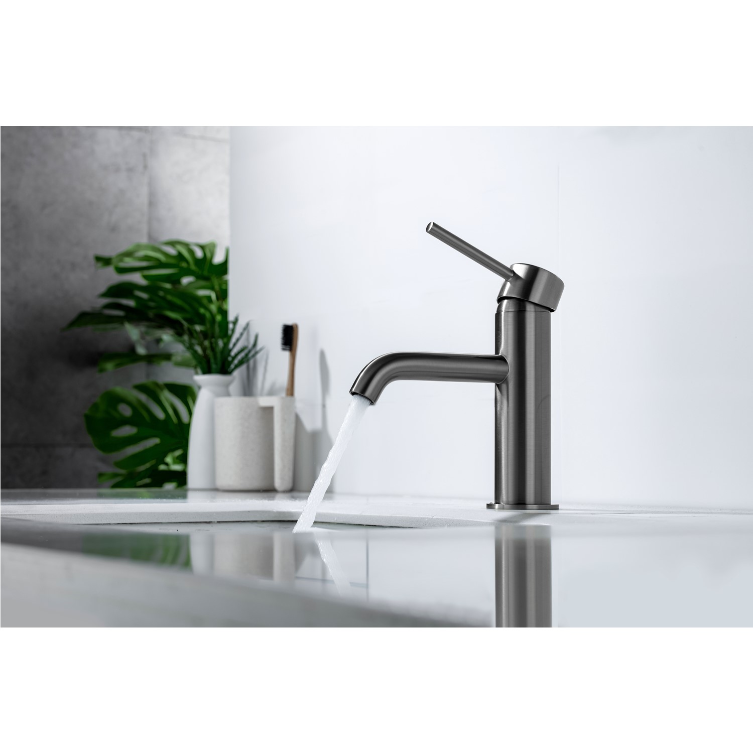 Gunmetal Grey Bath and Basin Tap Set with Basin Waste - Arissa - Better ...