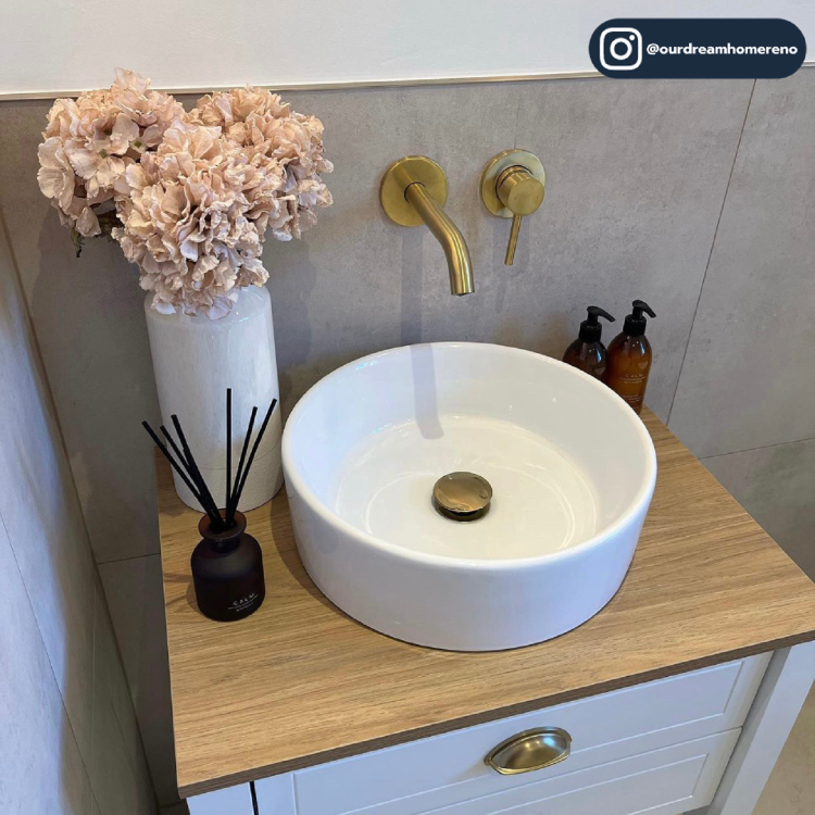 Brushed Brass Wall Mounted Basin Mixer Tap Arissa Better Bathrooms