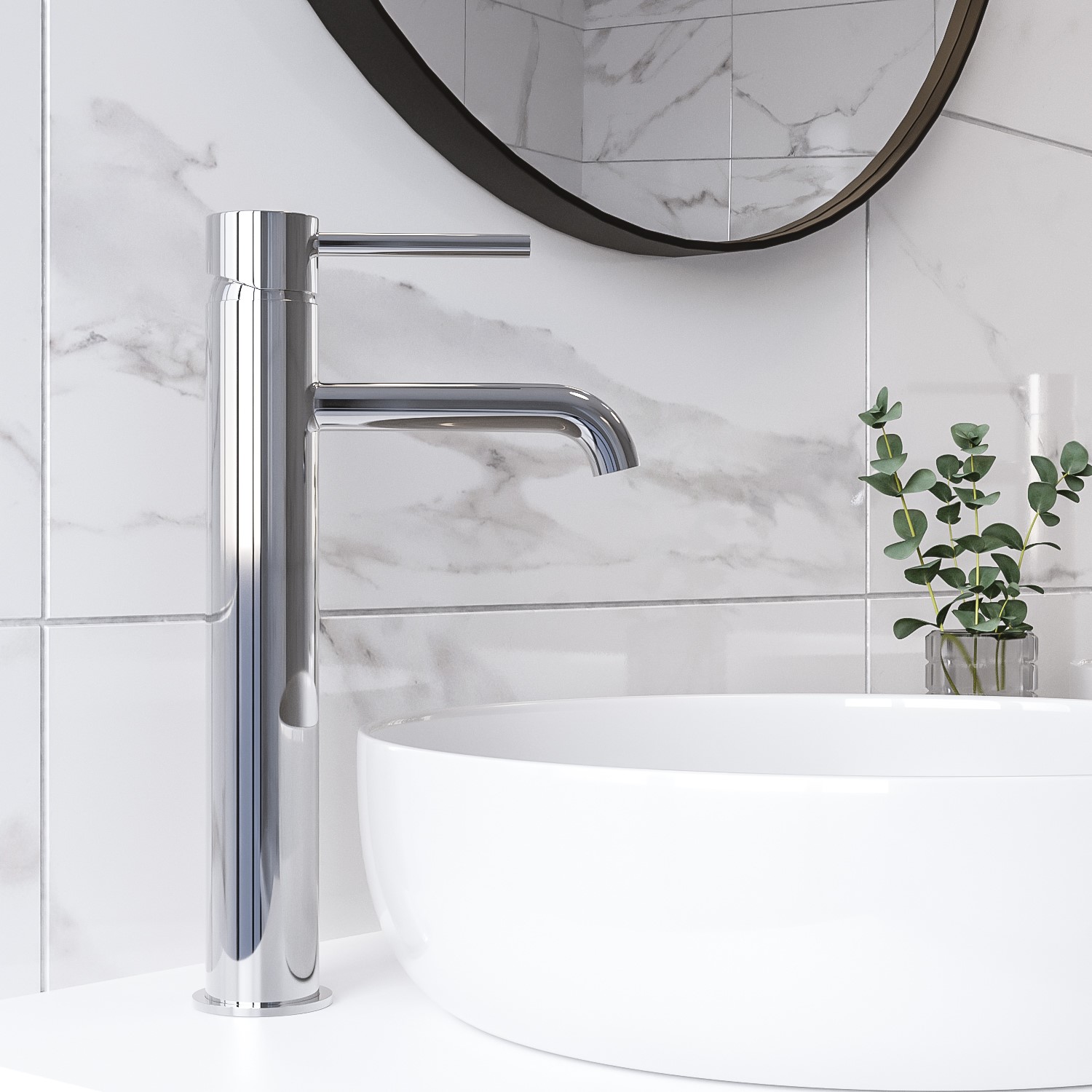 Tall Chrome Mono Basin Mixer Tap - Arissa - Better Bathrooms