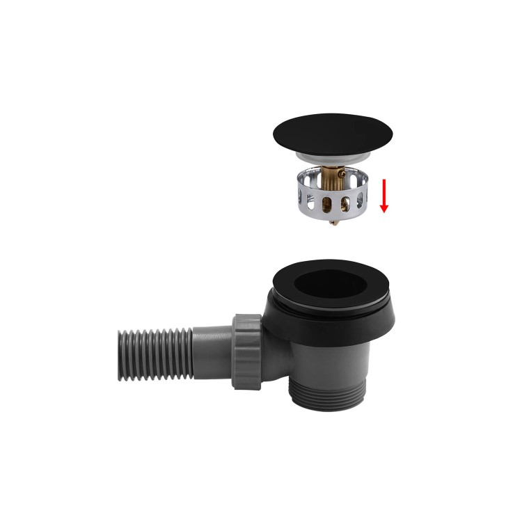 Black Easy Clean Click Clack Bath Waste with Overflow - Arissa - Better ...