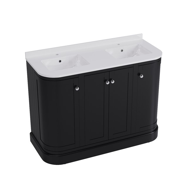 1200mm Black Curved Freestanding Double Vanity Unit with Basin ...