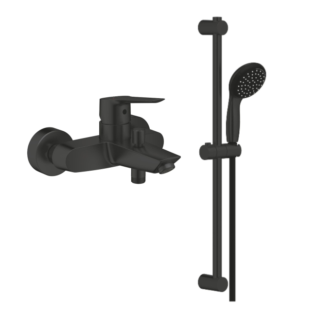 Grohe Slide Rail Kit With Single Lever Tap - Matt Black - Better Bathrooms