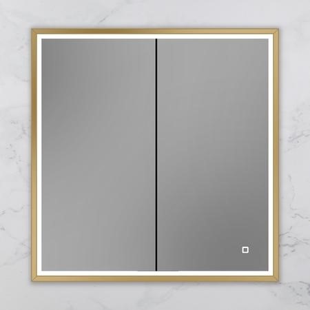HIB Vanquish 80 Recessed Brass Bathroom Mirror Cabinet with Lights ...