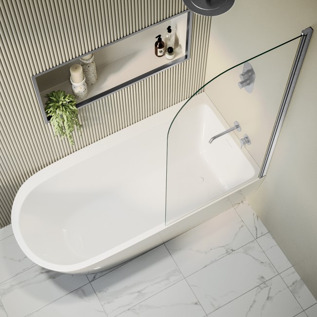 Freestanding Shower Bath Single Ended Right Hand Corner with Chrome ...