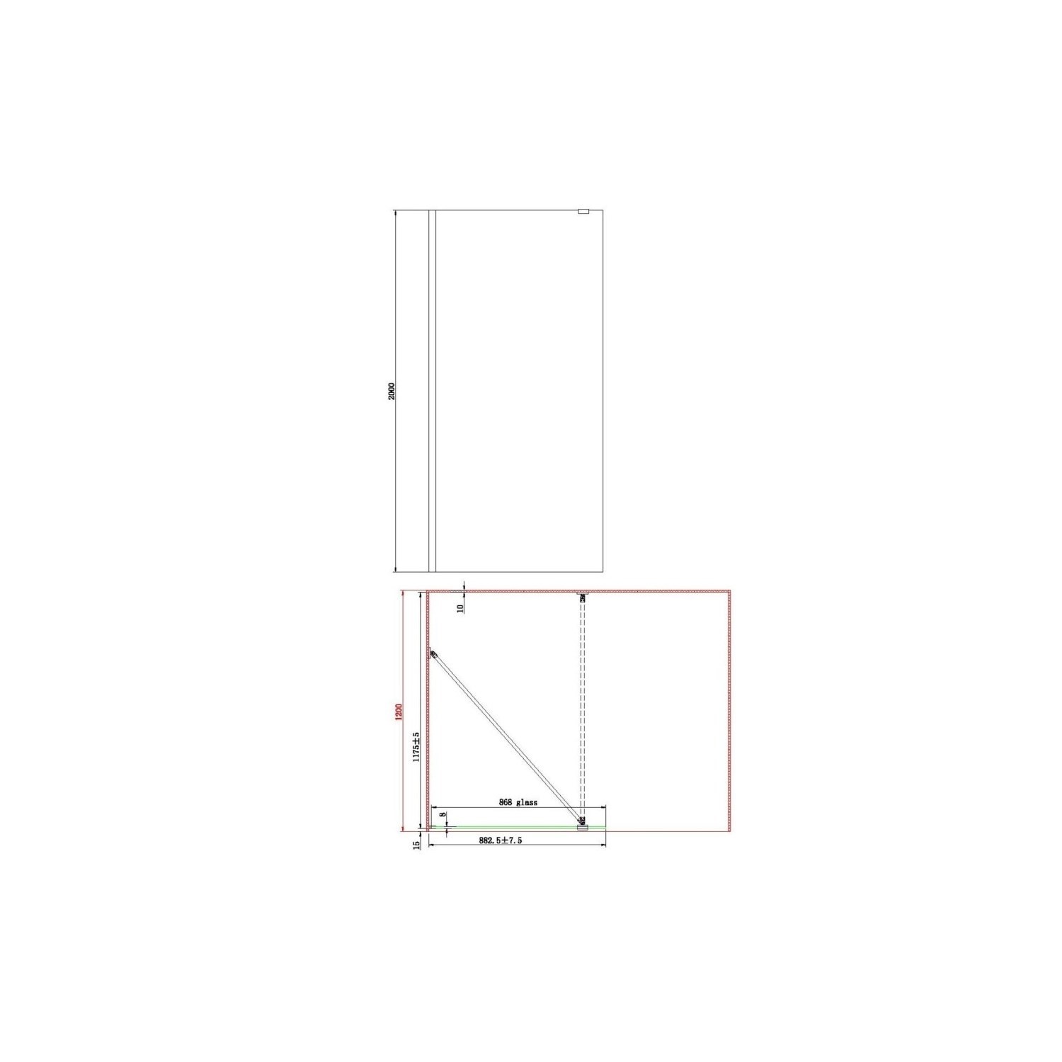 1400x900mm Frameless Walk In Shower Enclosure And Shower Tray Corvus