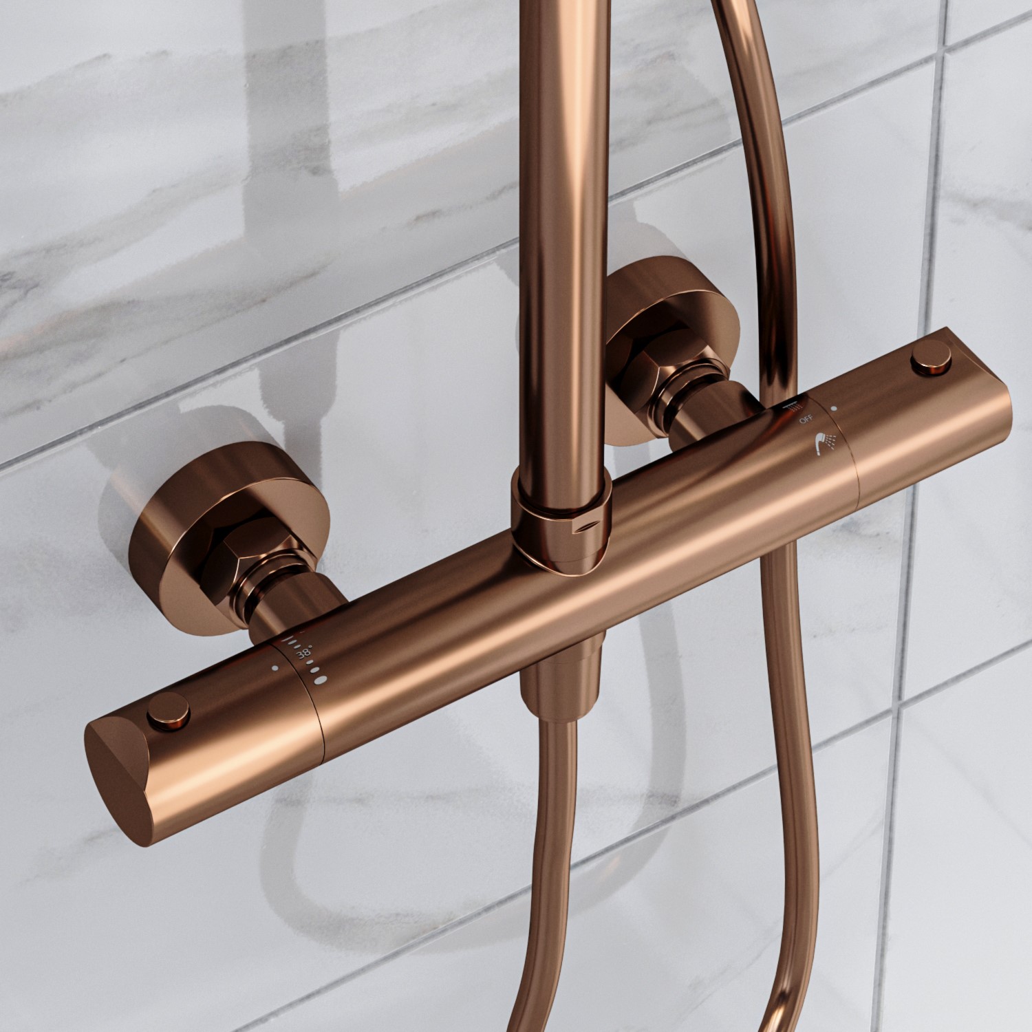 Brushed Bronze Thermostatic Bar Mixer Shower Set with Slide Rail Kit ...