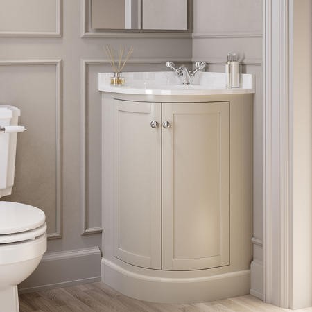 500mm Beige Curved Corner Freestanding Vanity Unit with Basin – Bowland ...