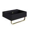 Matt Black Square Wall Hung Basin with Brass Rack 497mm - Bowen ...