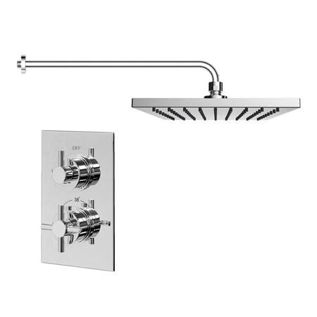 Chrome Concealed Shower Mixer with Dual Control & Slim Round Wall ...