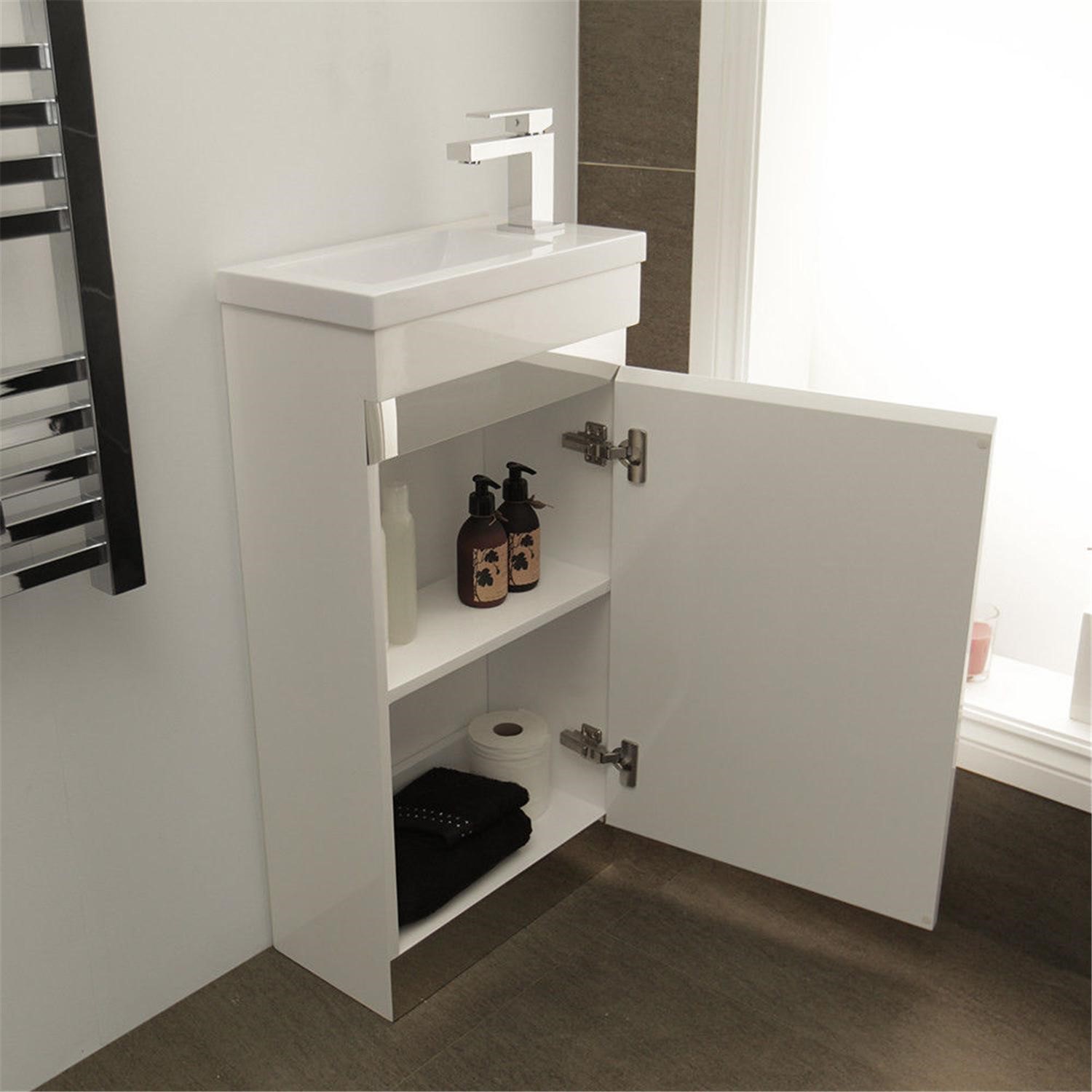 420mm Floor Standing Basin Vanity Unit - White Single Door - Vigo Range ...