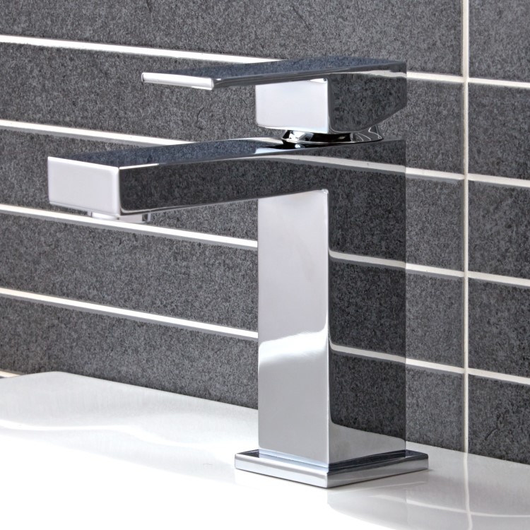 Chrome Mono Basin Mixer Tap - Cube - Better Bathrooms