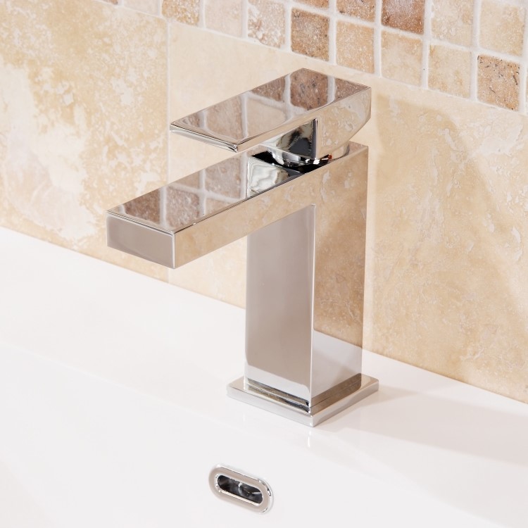 Chrome Mono Basin Mixer Tap - Cube - Better Bathrooms