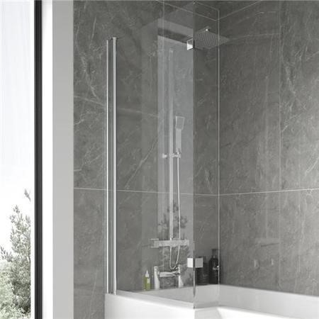 L-Shaped Hinged Bath Shower Screen - H1435 x W793mm - Better Bathrooms