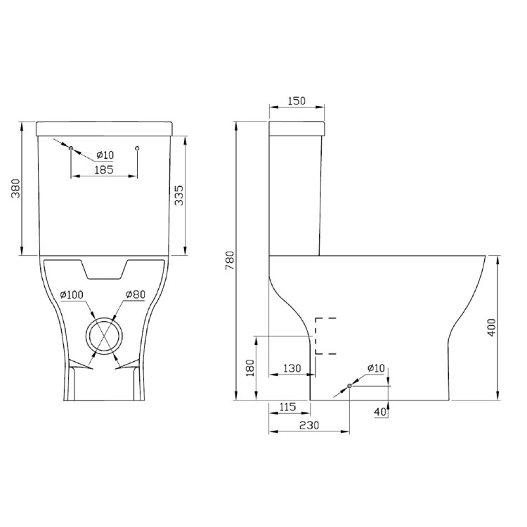 Close Coupled Short Projection Toilet with Wrap Soft Close Seat ...