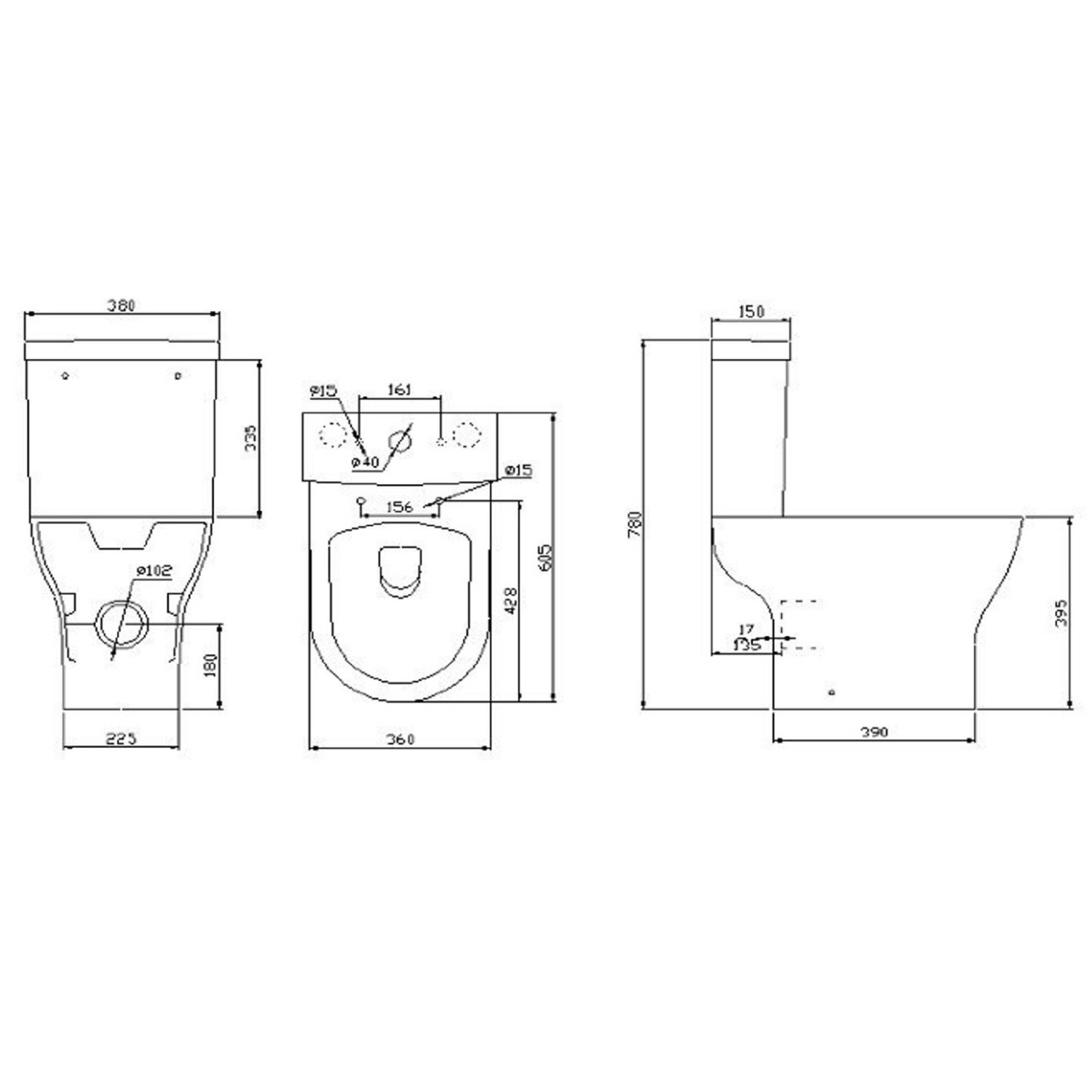 Close Coupled Short Projection Toilet with Soft Close Seat - Portland ...