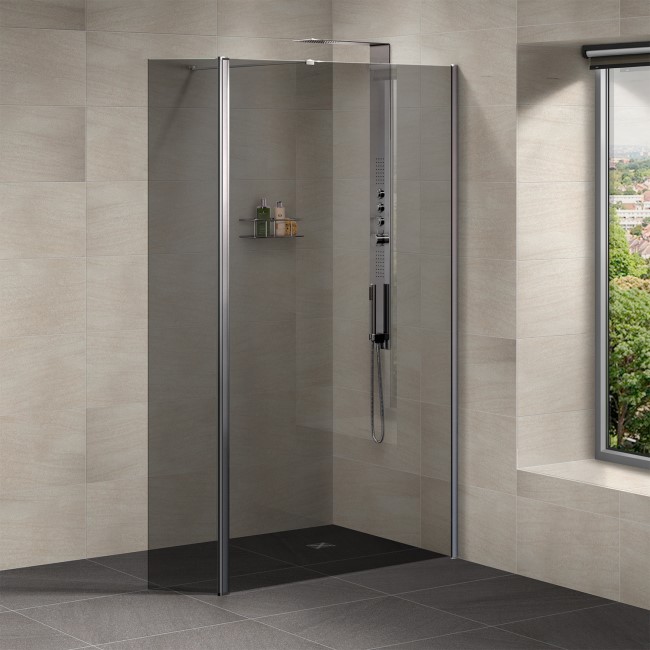 Neptune Walk In Shower Enclosure with Return Panel - 1850 x 1000mm - 8mm Smoked Glass - Better ...
