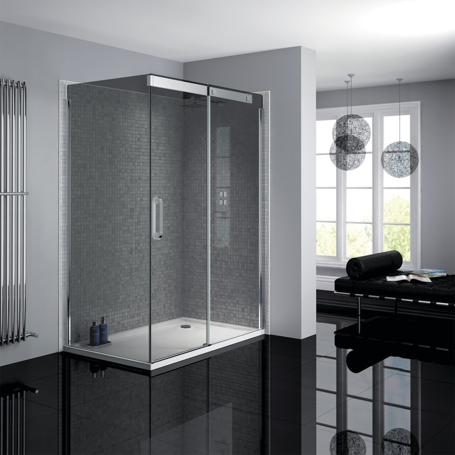 800 x 1200mm Smoked Glass Sliding Door Right Hand Shower Enclosure ...