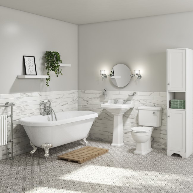 Traditional Double Ended Freestanding Bath Suite with Toilet & Basin ...