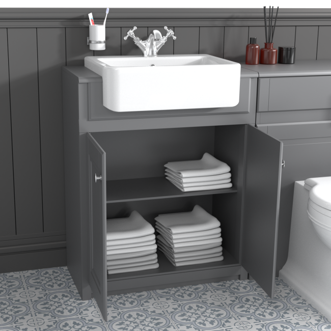 Toilet and Basin Combination Unit - 2 Door - Grey - Traditional ...