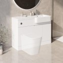 1100mm White Left Hand Toilet and Sink Unit with Square Toilet and ...