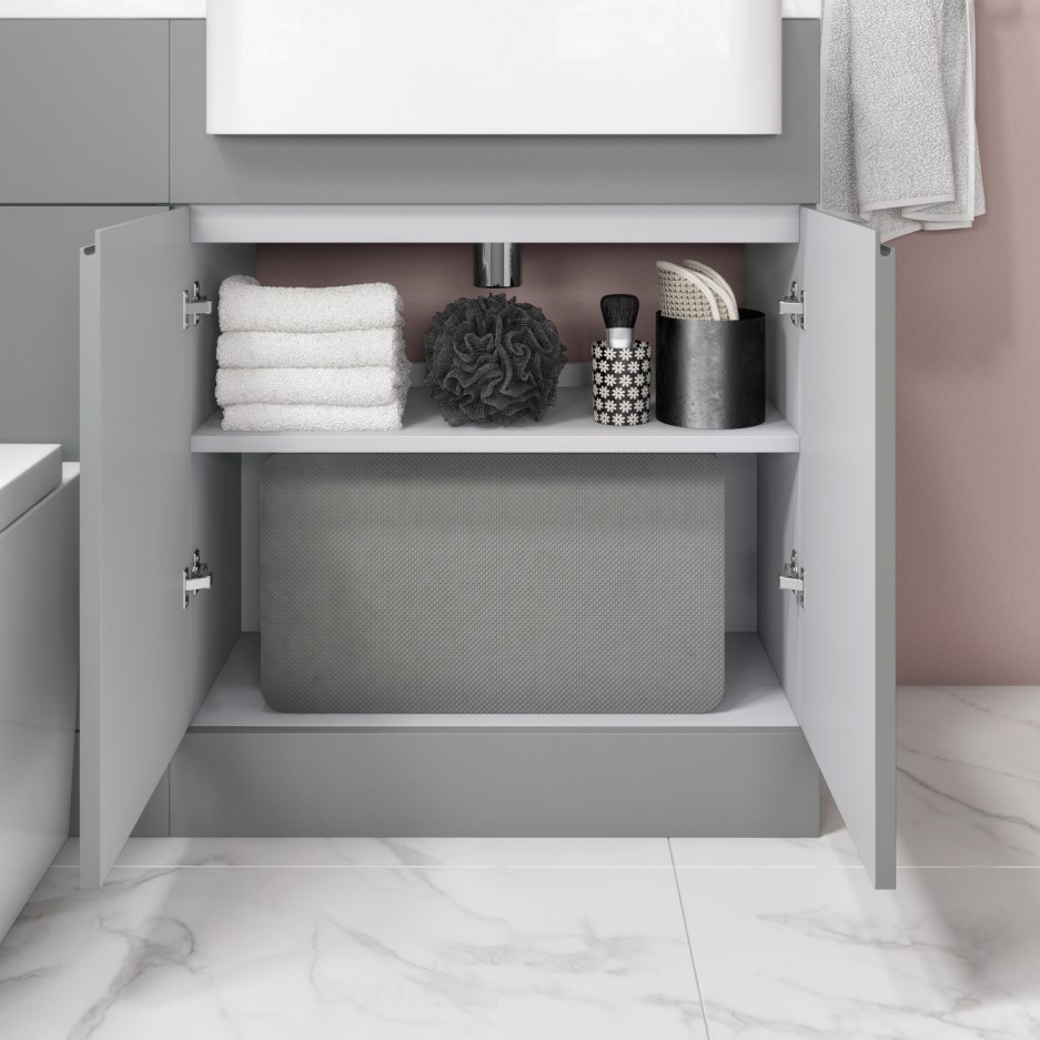 Bali Matt Grey Toilet and Basin Vanity Combination Unit 1100mm Right ...