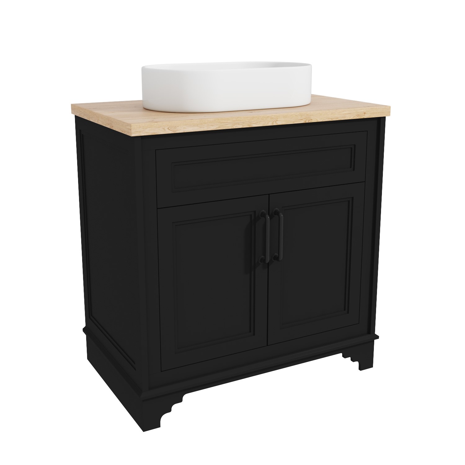 800mm Black Freestanding Countertop Vanity Unit with Basin - Camden ...
