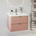 600mm Pink Wall Hung Countertop Vanity Unit with Basin and Brass ...
