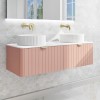 1200mm Pink Wall Hung Countertop Double Vanity Unit with Basins and ...