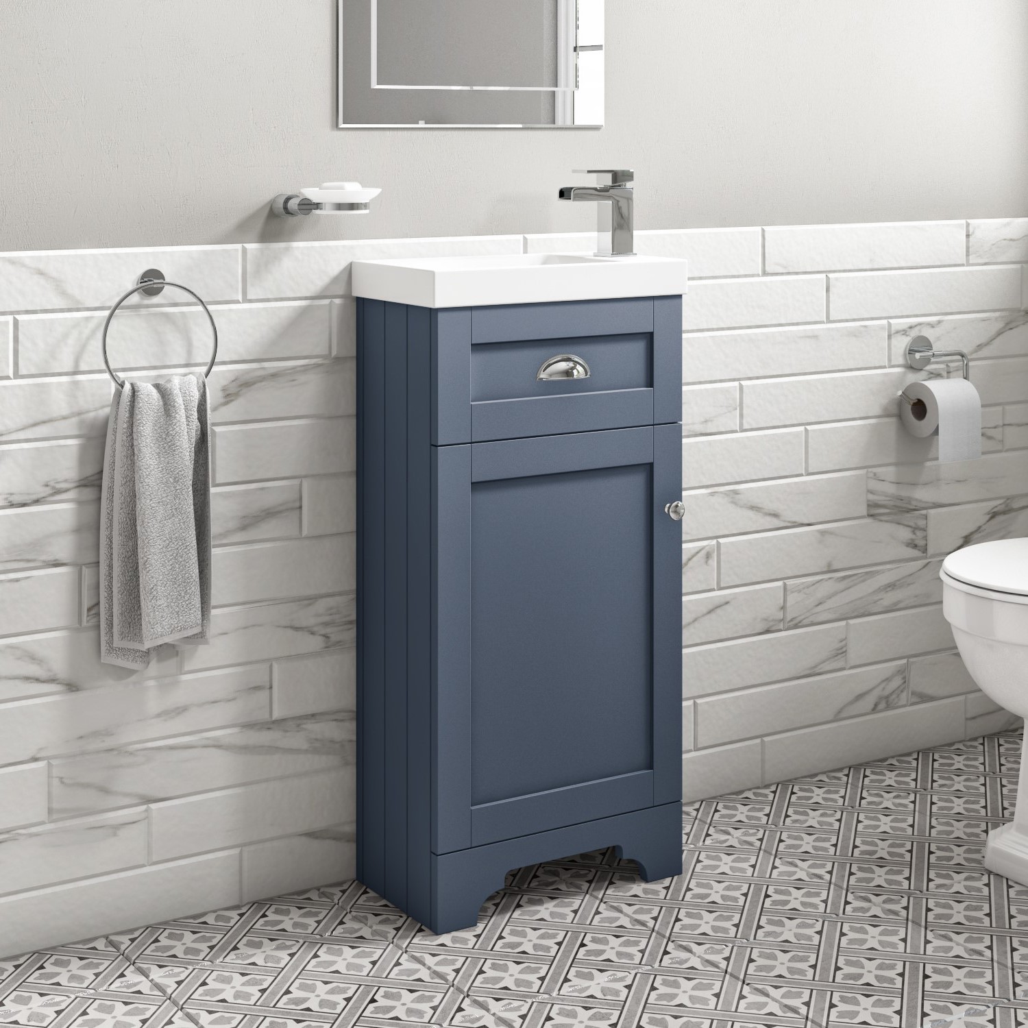 400mm Blue Cloakroom Vanity Unit with Basin - Baxenden - Better Bathrooms