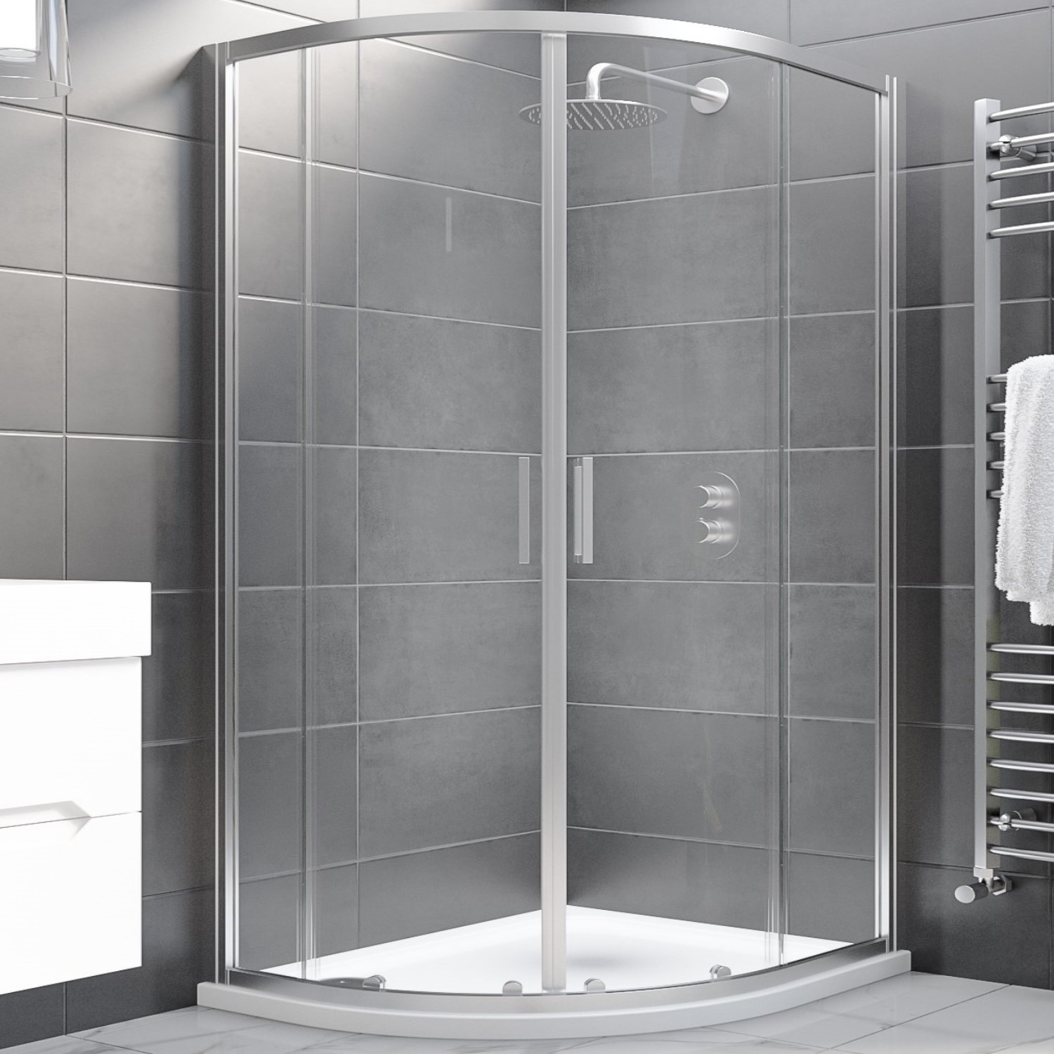 1200x800mm Left Hand Offset Quadrant Shower Enclosure With Shower Tray ...