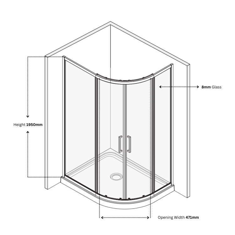 Black 8mm Glass Offset Quadrant Shower Enclosure 1000x800mm - Pavo ...