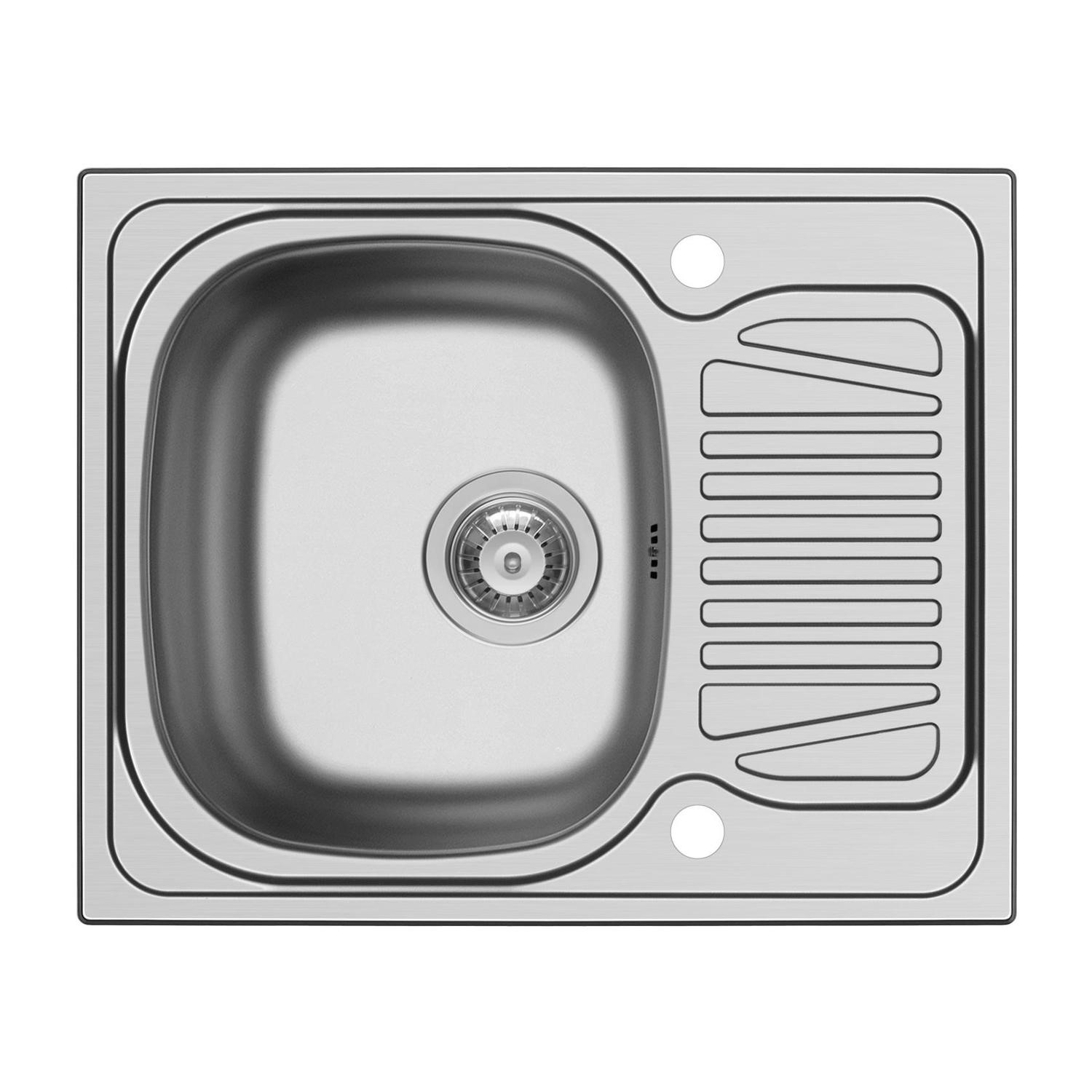 Single Bowl Inset Chrome Stainless Steel Kitchen Sink with Reversible ...