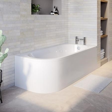 Jersey J Shaped Right Hand Bath with Bath Panel - 1700mm x 750mm ...