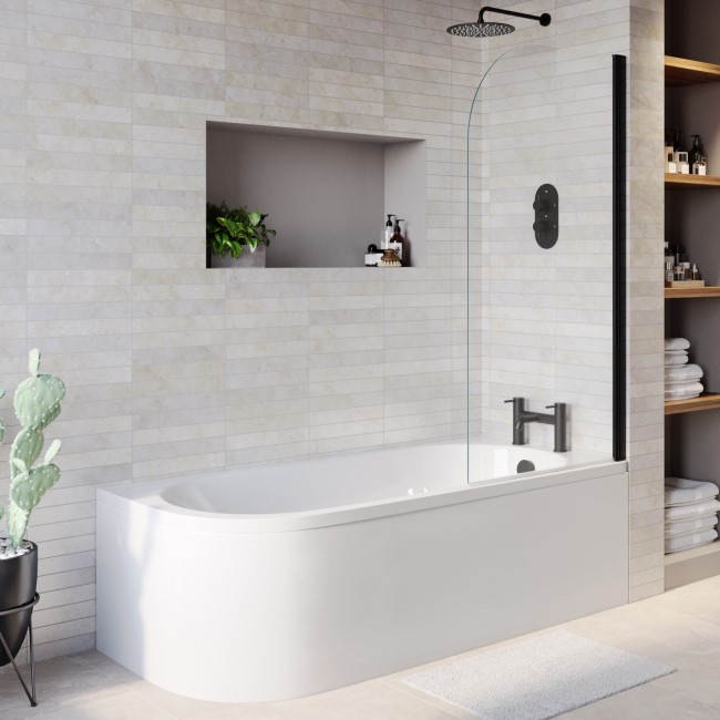 Jersey J Shaped Right Hand Bath 1700mm x 750mm with Front Panel and ...