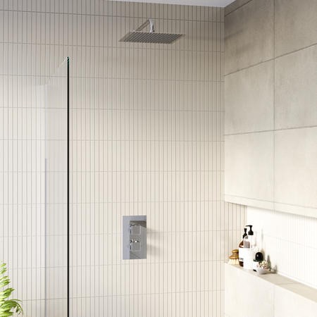 Chrome Single Outlet Wall Mounted Thermostatic Mixer Shower Set - Cube ...