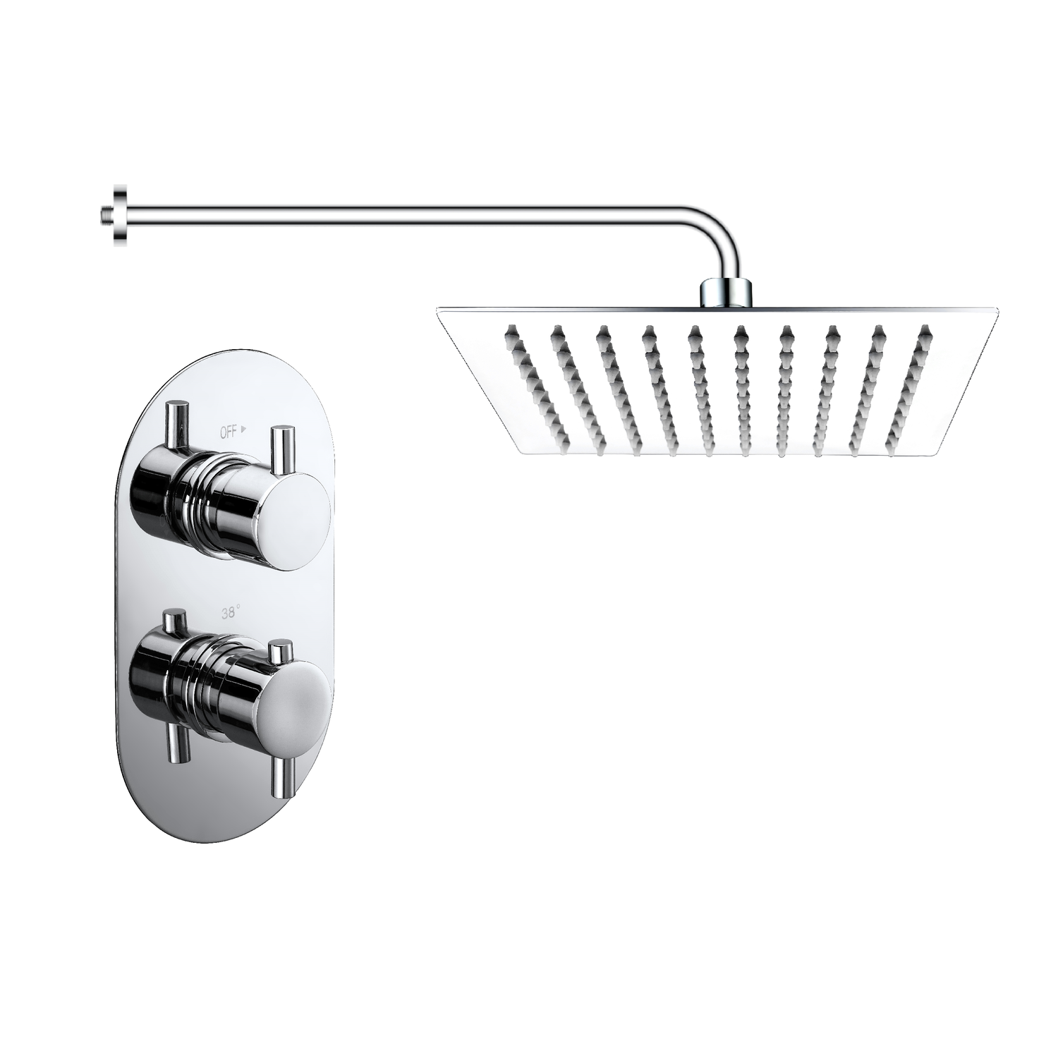 Chrome Concealed Shower Mixer with Dual Control & Square Wall Mounted ...