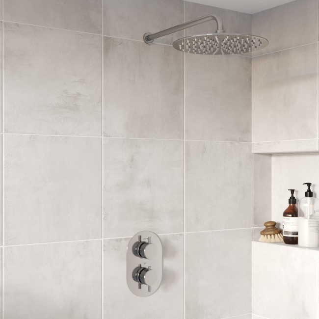 Concealed Thermostatic Mixer Shower with Slim Wall Mounted Shower Head ...