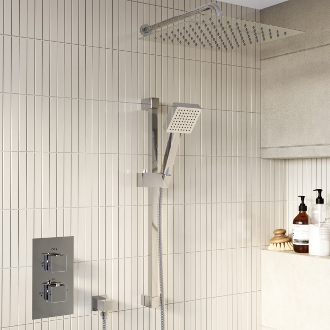 Chrome Dual Outlet Wall Mounted Thermostatic Mixer Shower with Hand ...