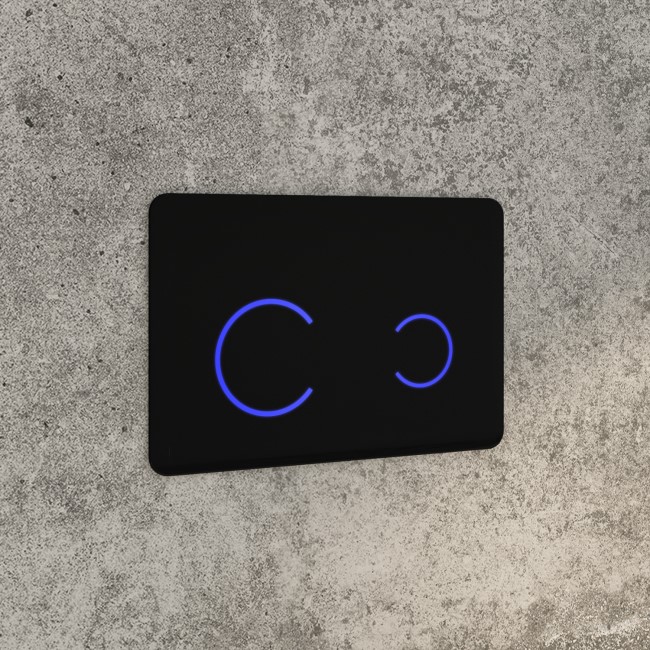 Black Glass Dual Sensor Flush Plate with Wall Hung Toilet Frame ...