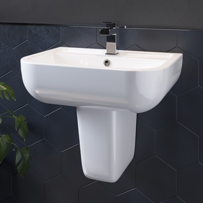Modern Semi Pedestal Basin 550mm- Seren - Better Bathrooms