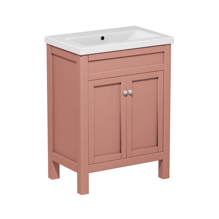 600mm Pink Freestanding Vanity Unit with Basin - Avebury - Better Bathrooms